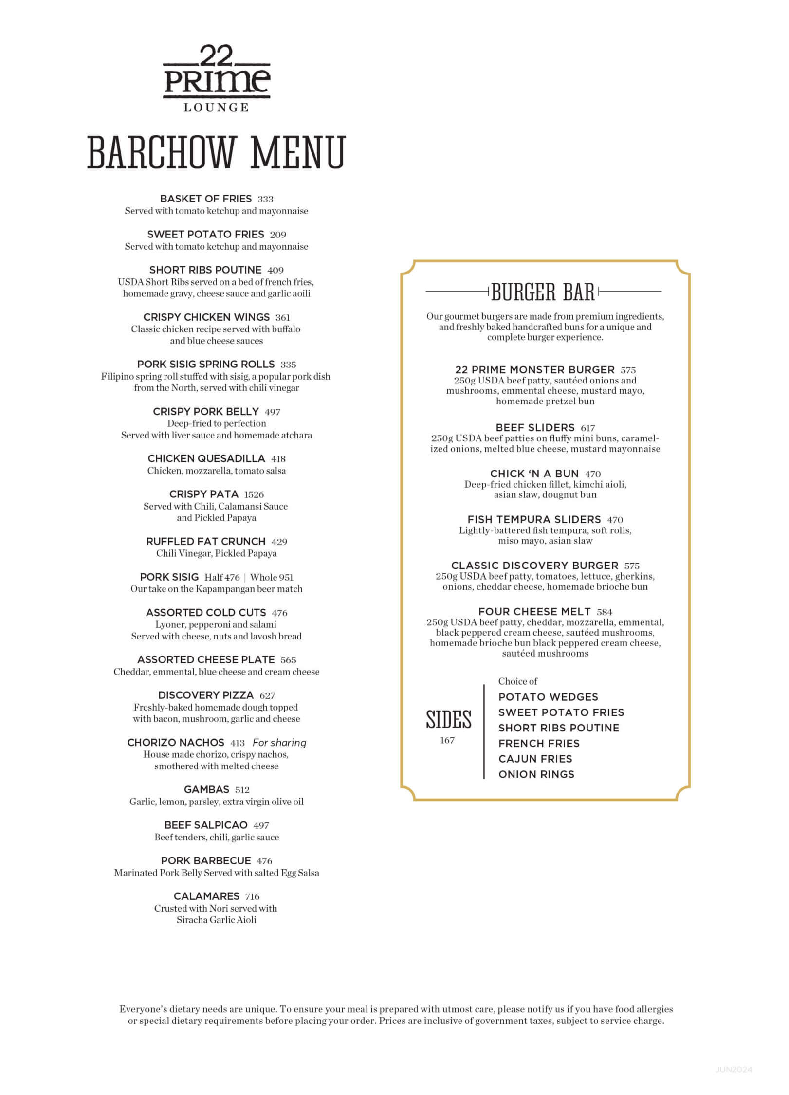 Barchow Menu